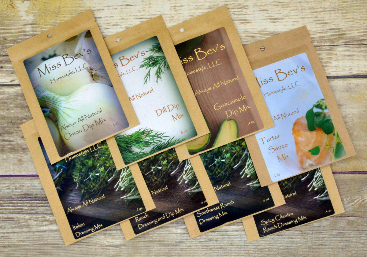 Sampler Pack-All Natural Dressing and Dip Mixes – Miss Bev's Homestyle, LLC